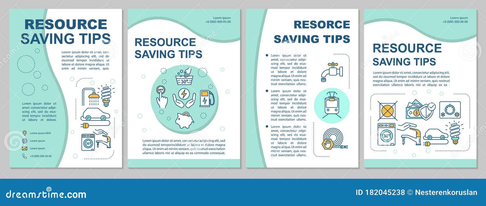 Resource Saving Tips Brochure Template Stock Vector - Illustration of ...