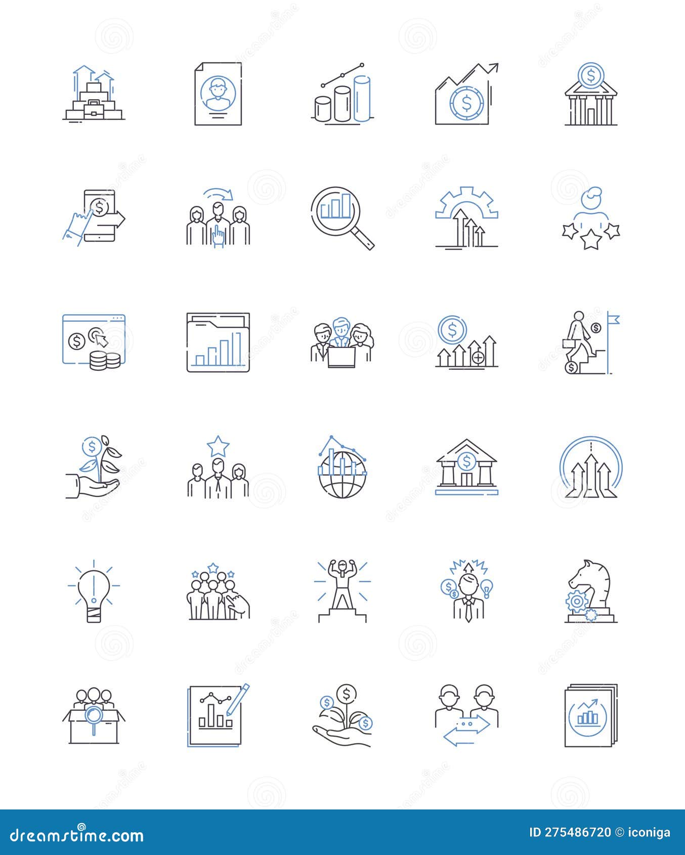 Resource Utilization Line Icons Collection Efficiency Optimization