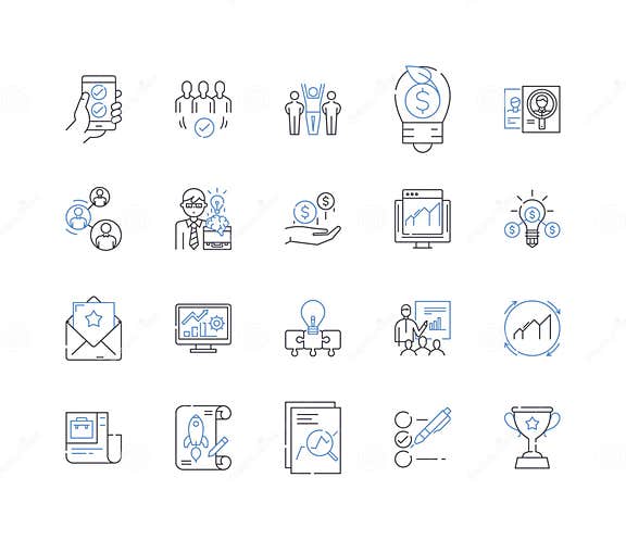 Resource Utilization Line Icons Collection. Efficiency, Optimization, Allocation, Productivity ...