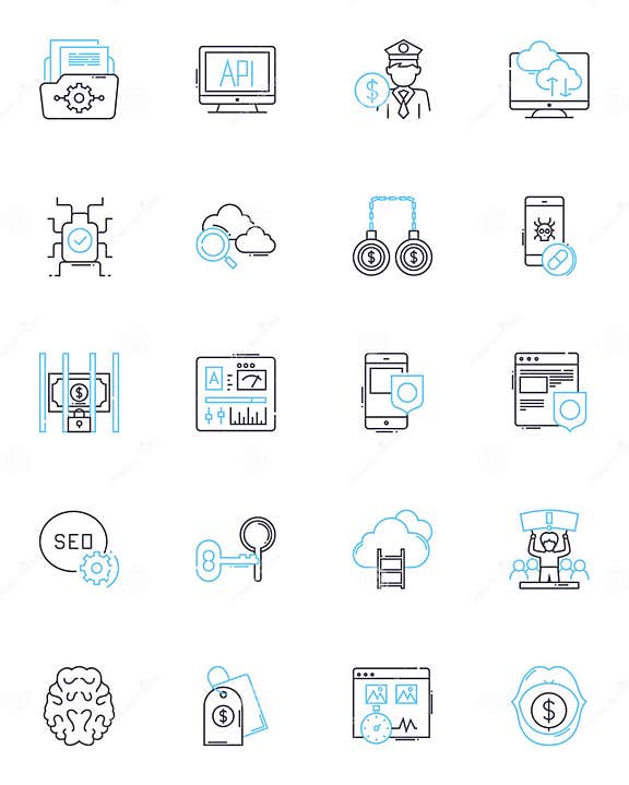 Resource Utilization Linear Icons Set. Optimization, Efficiency ...