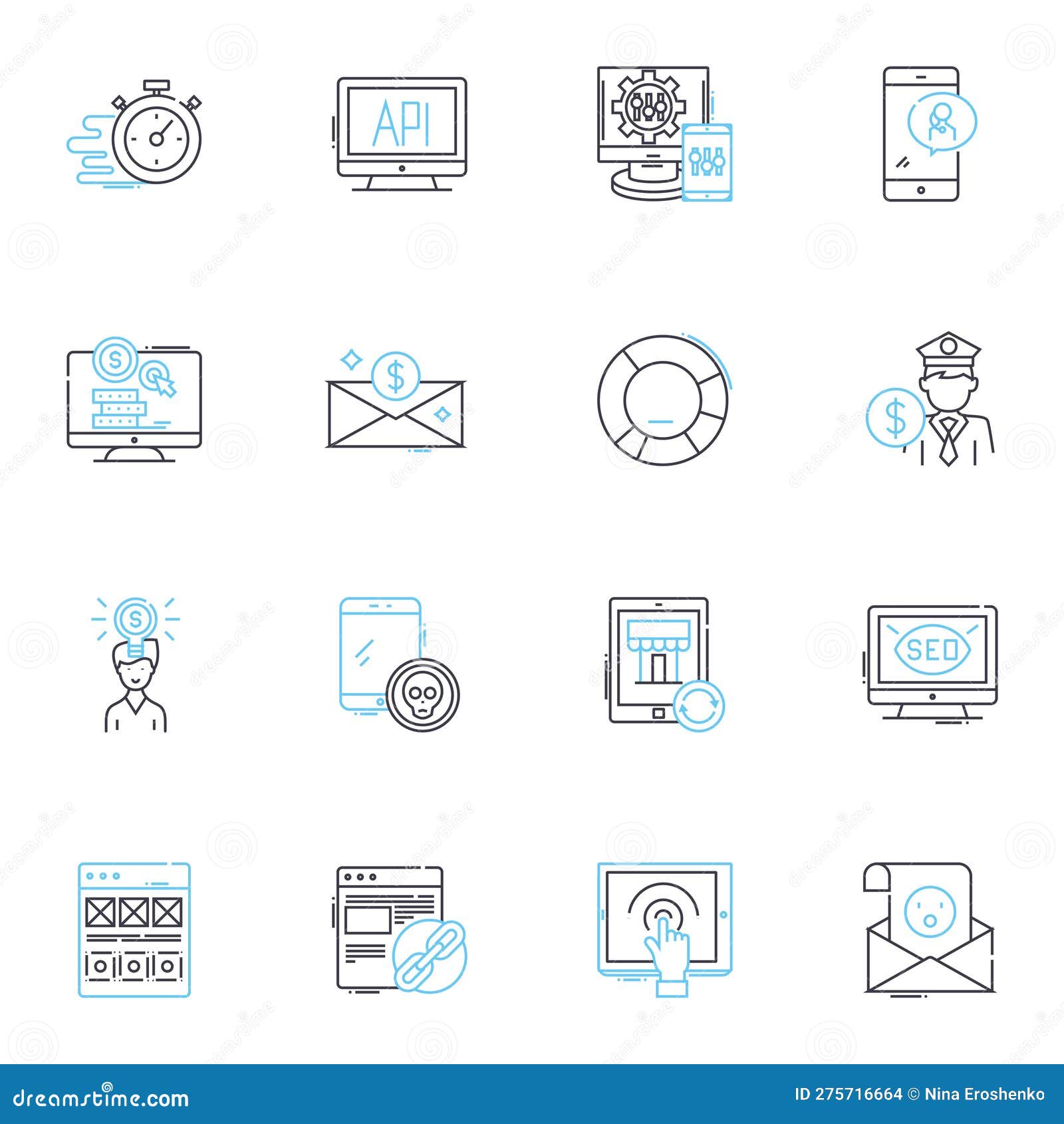 Resource Utilization Linear Icons Set Optimization Efficiency