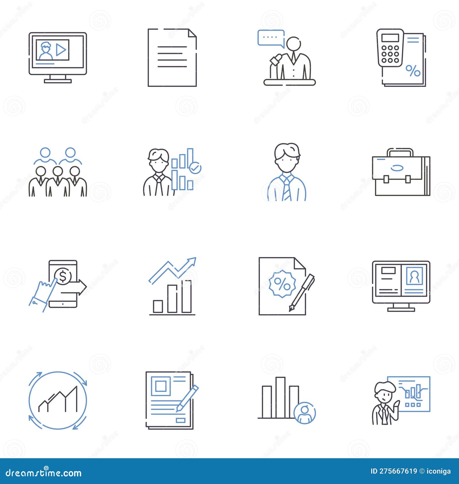 Resource Utilization Line Icons Collection Efficiency Optimization