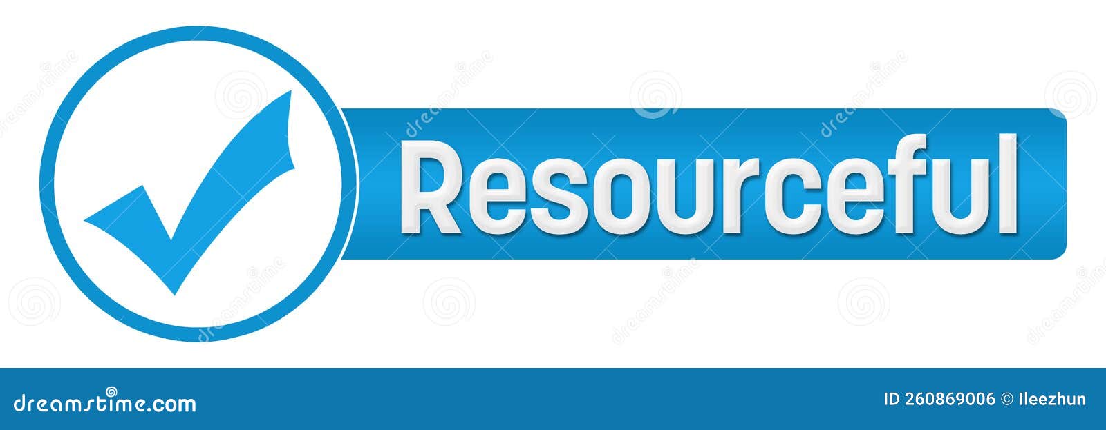 Resourceful with Tick Blue Horizontal Stock Illustration - Illustration ...