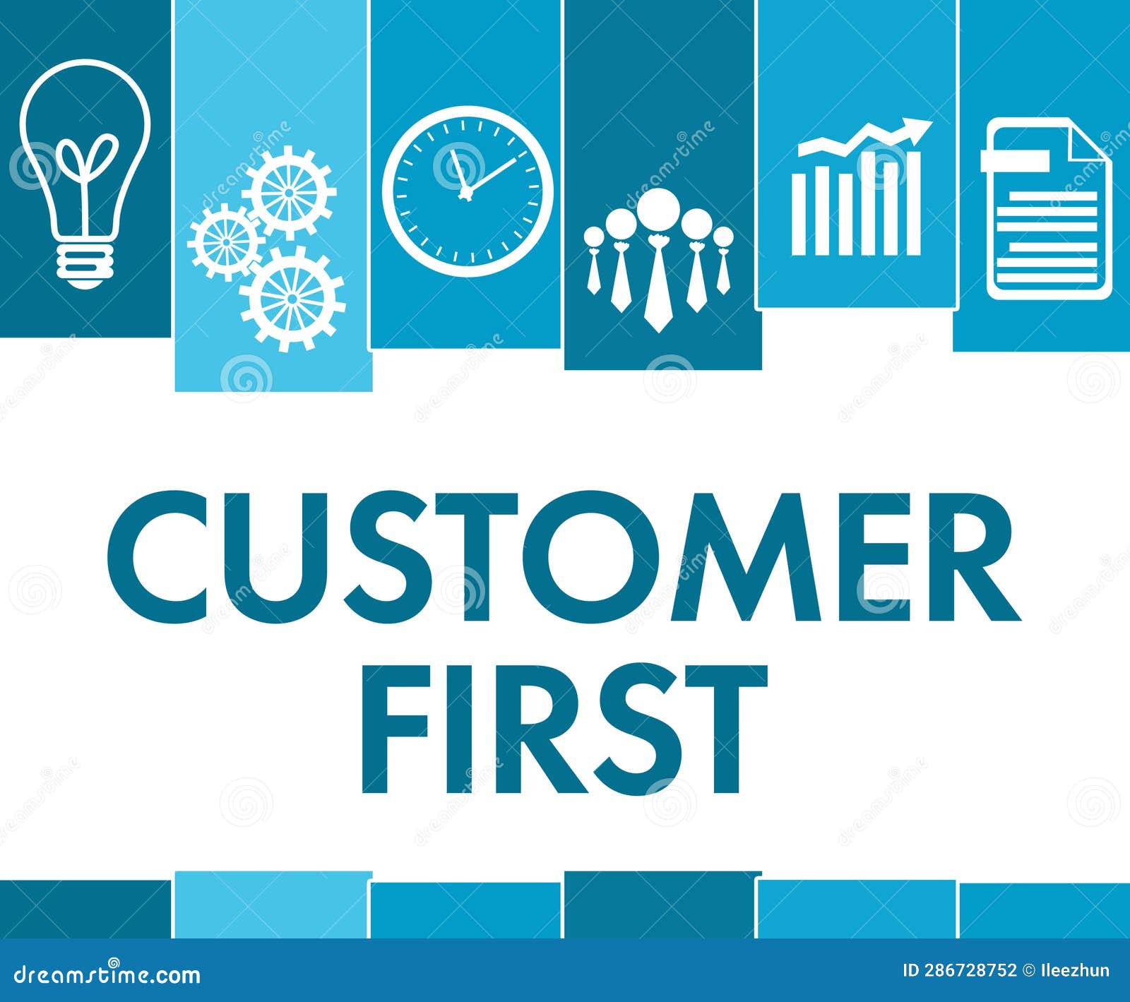 Customer First Blue Stripes Symbols Stock Illustration - Illustration ...