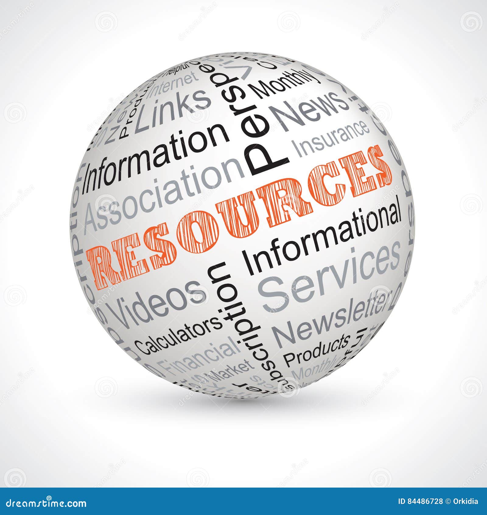 Resources Theme Sphere with Keywords Stock Vector - Illustration of ...