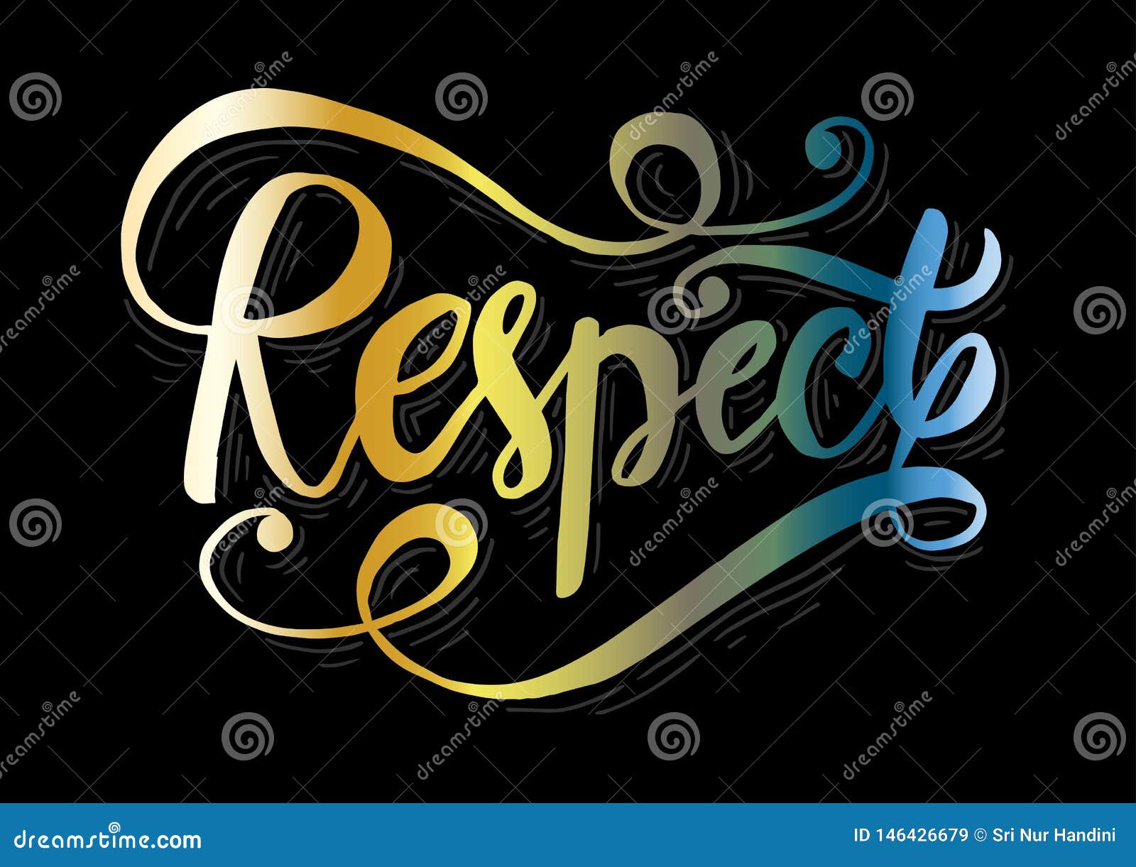 Respect Hand Drawn Lettering. Stock Illustration - Illustration of ...