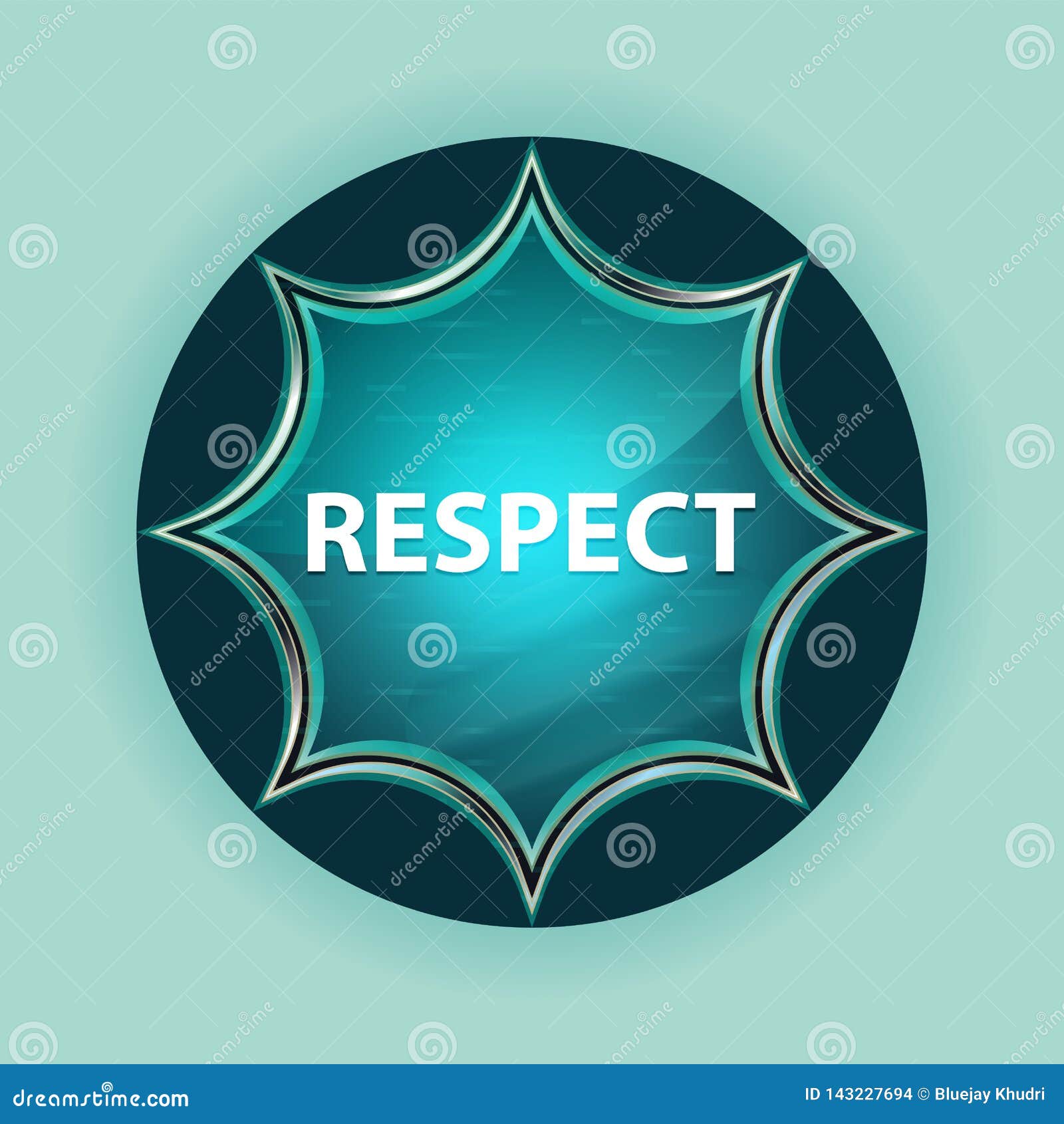 Respect Magical Glassy Sunburst Blue Button Sky Blue Background Stock ...