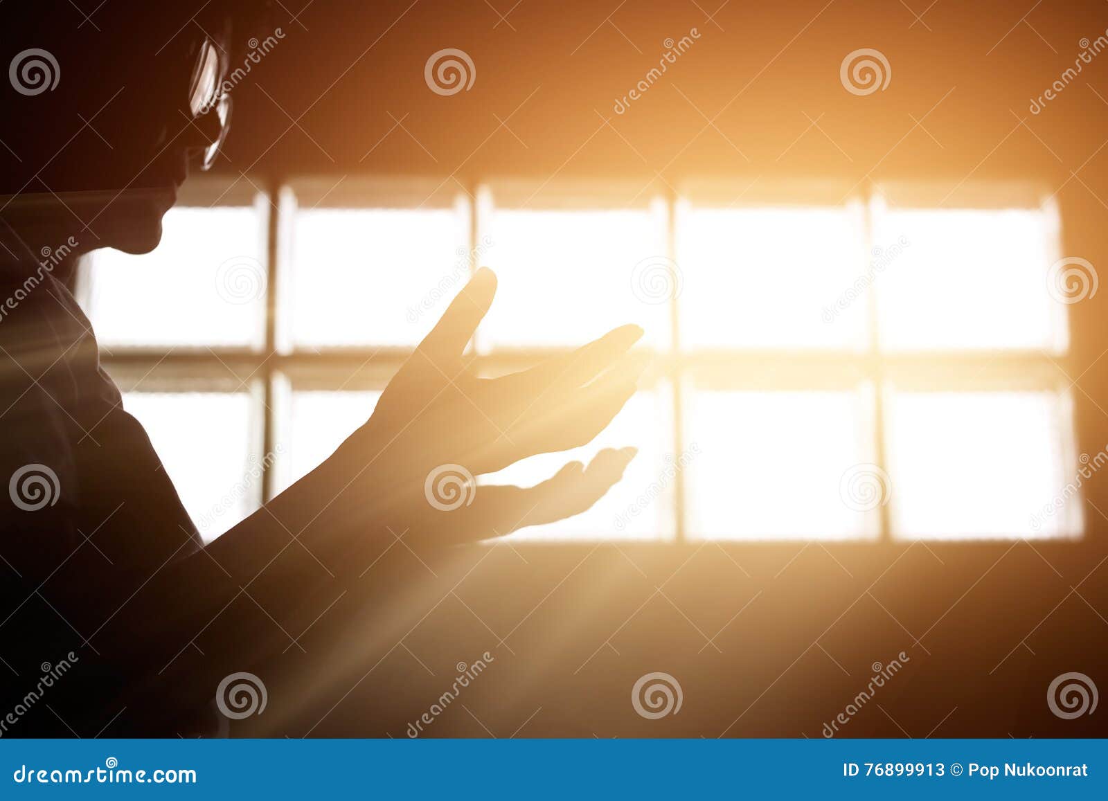 Respect And Pray In The Room With Sunrise Through Window Background ...