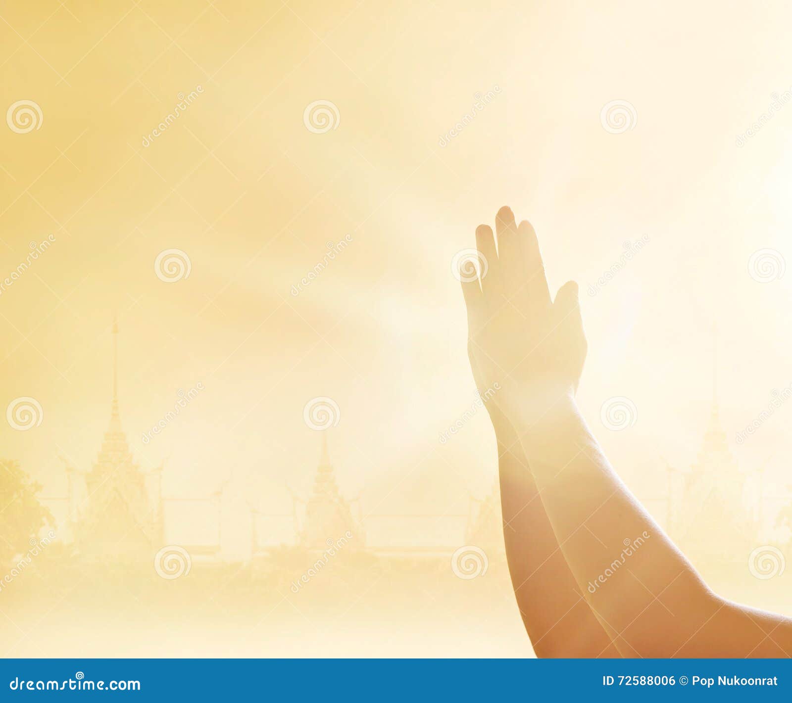 Respect and Praying Hands on the Temple Background Stock Photo - Image ...