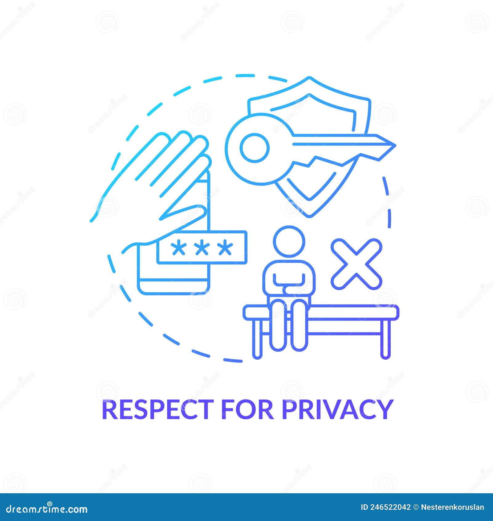 Respect for Privacy Blue Gradient Concept Icon Stock Vector ...