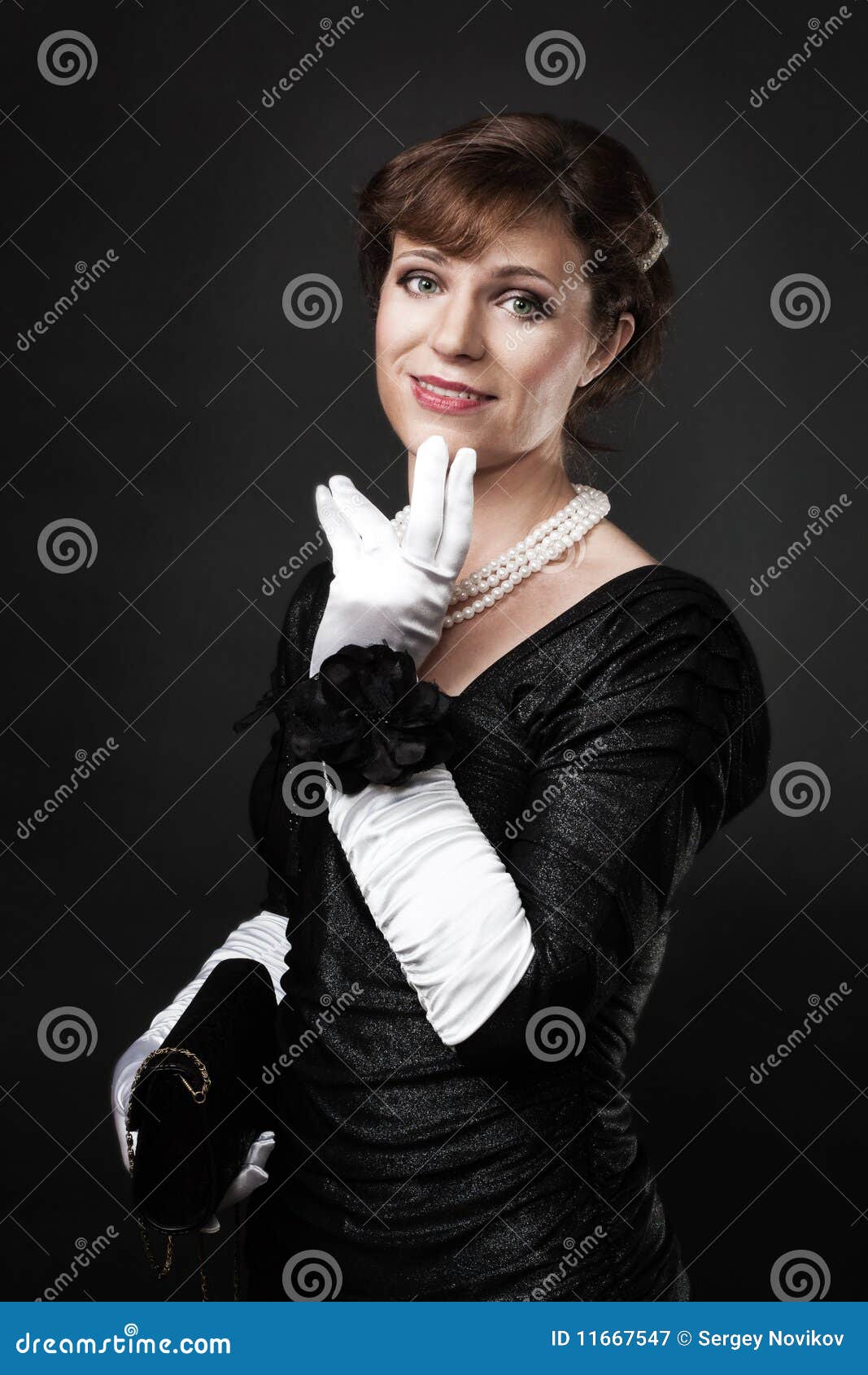 Respectable Woman in White Gloves Stock Image - Image of gown, clothes ...