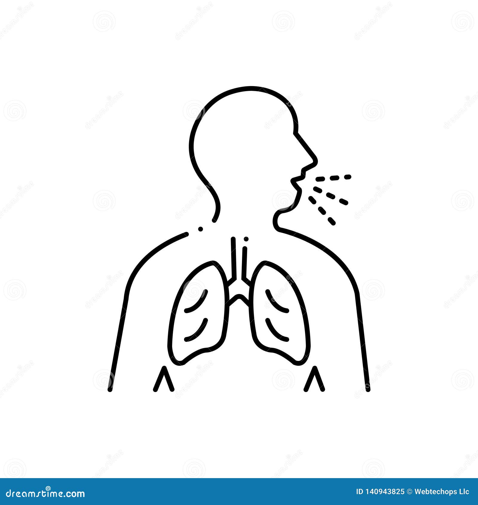 Black Line Icon for Respiration Trouble, Breathe and Wheezing Stock ...
