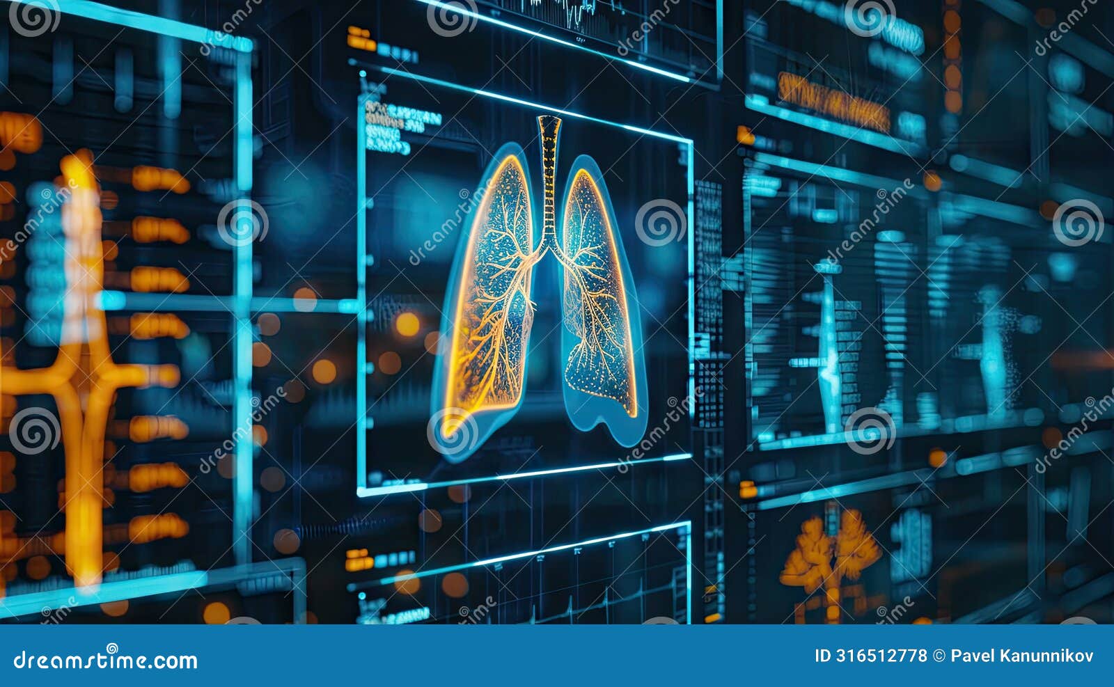 Respiratory Gateway: Lungs Illuminated Stock Illustration ...