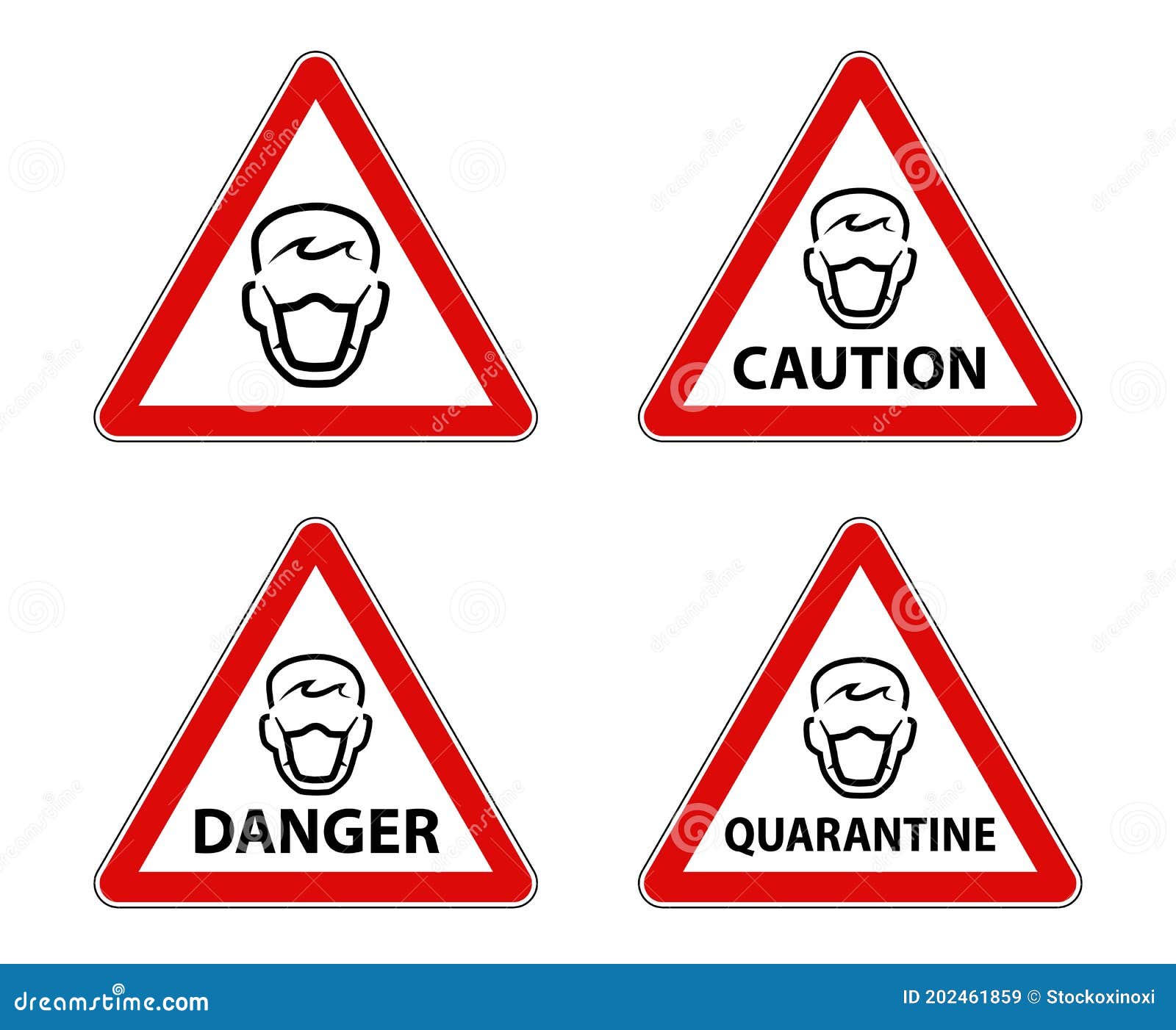 Respiratory Protection Quarantine Warning Sign Triangular Shape Red ...