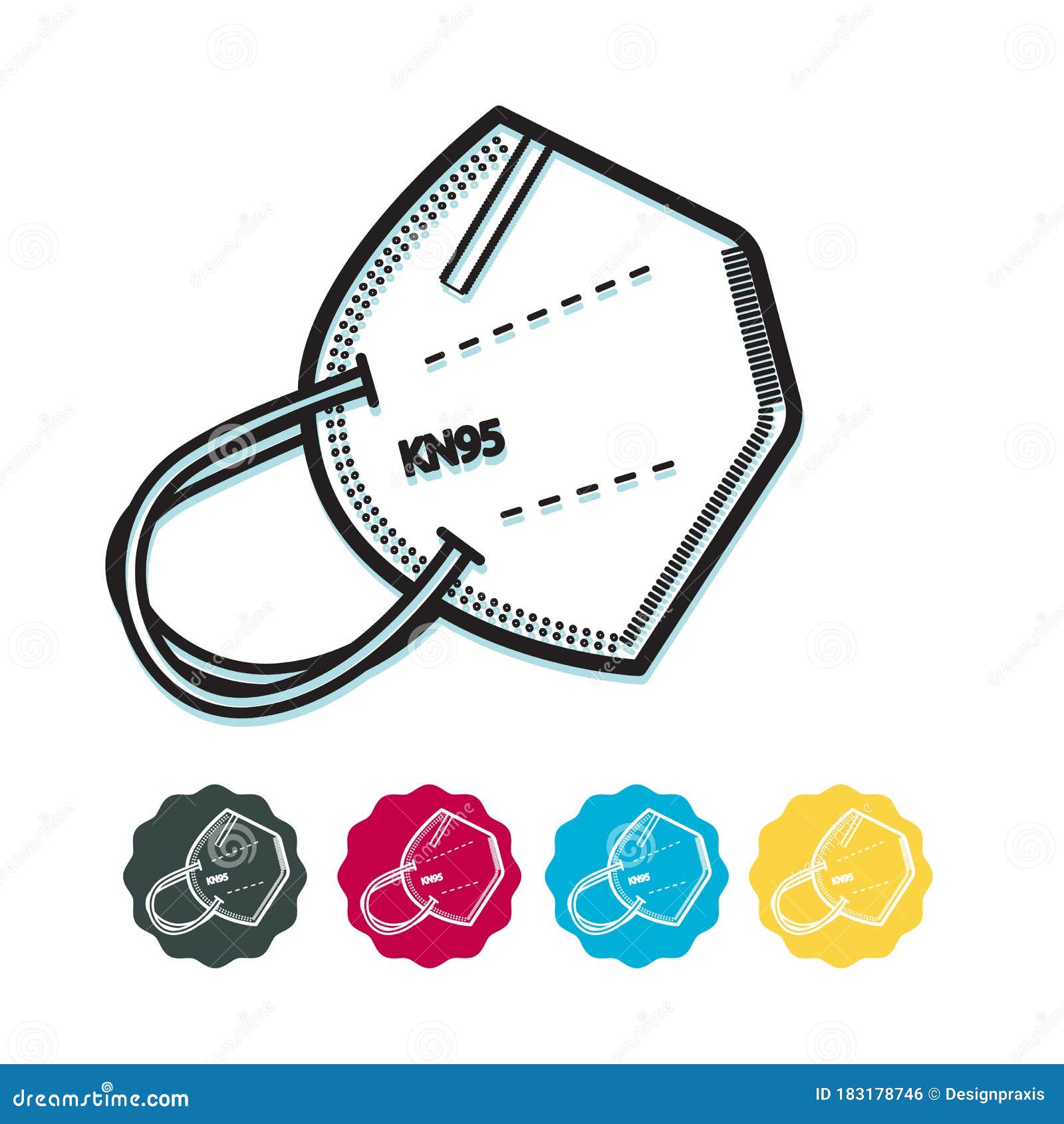 Respiratory Protective Mask - KN95 - Icon Stock Vector - Illustration ...
