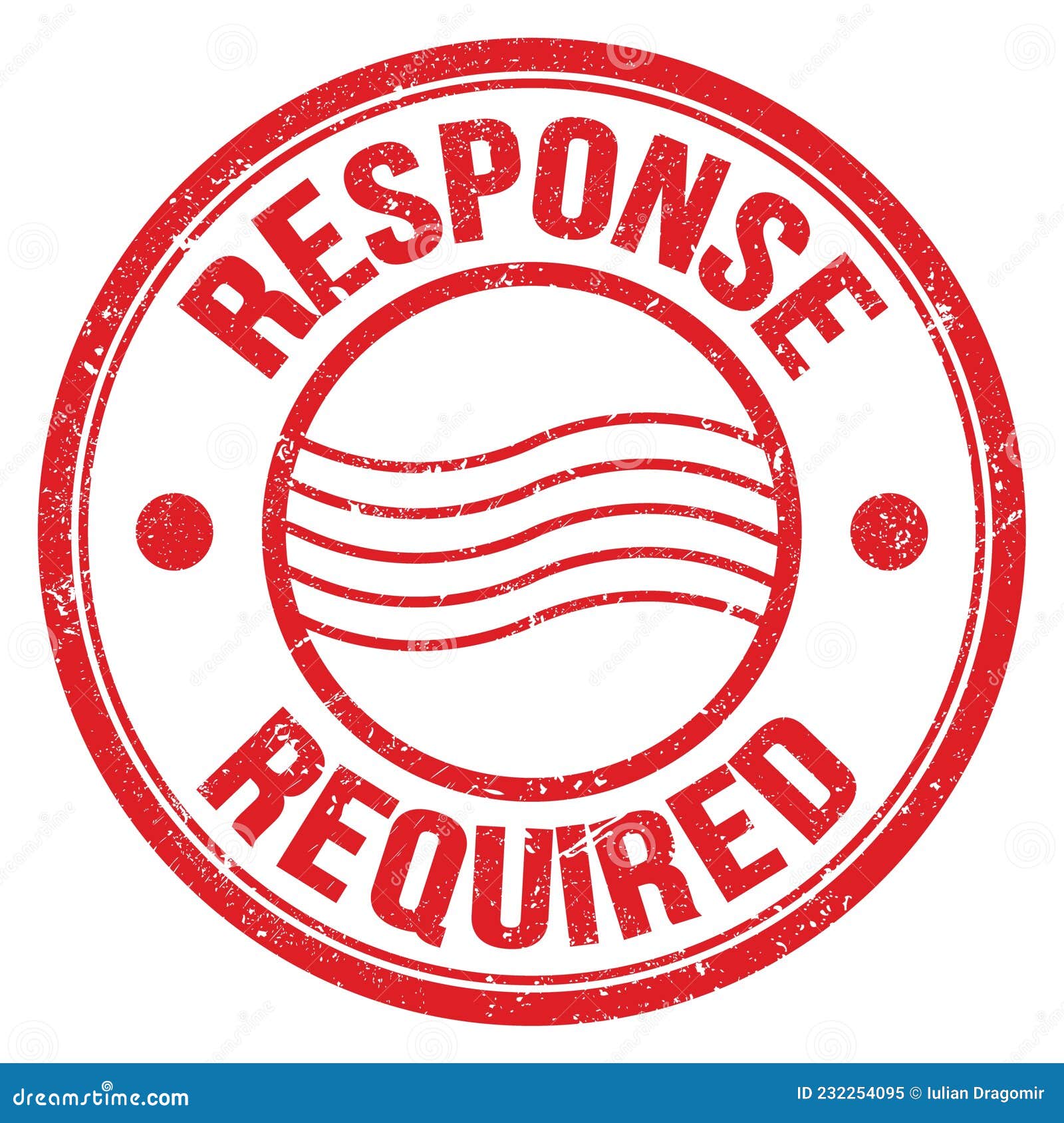 RESPONSE REQUIRED Text on Red Round Postal Stamp Sign Stock ...
