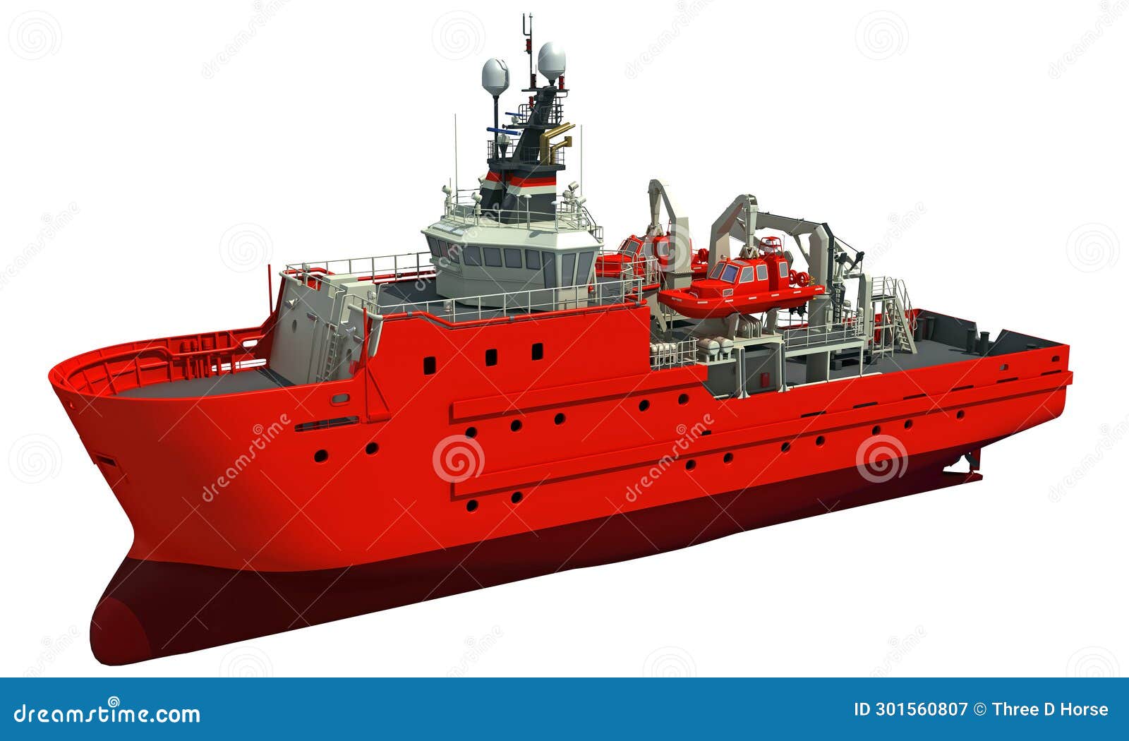 Rescue Ship. Top, Side And Front View. Industry 3d Blueprint In ...