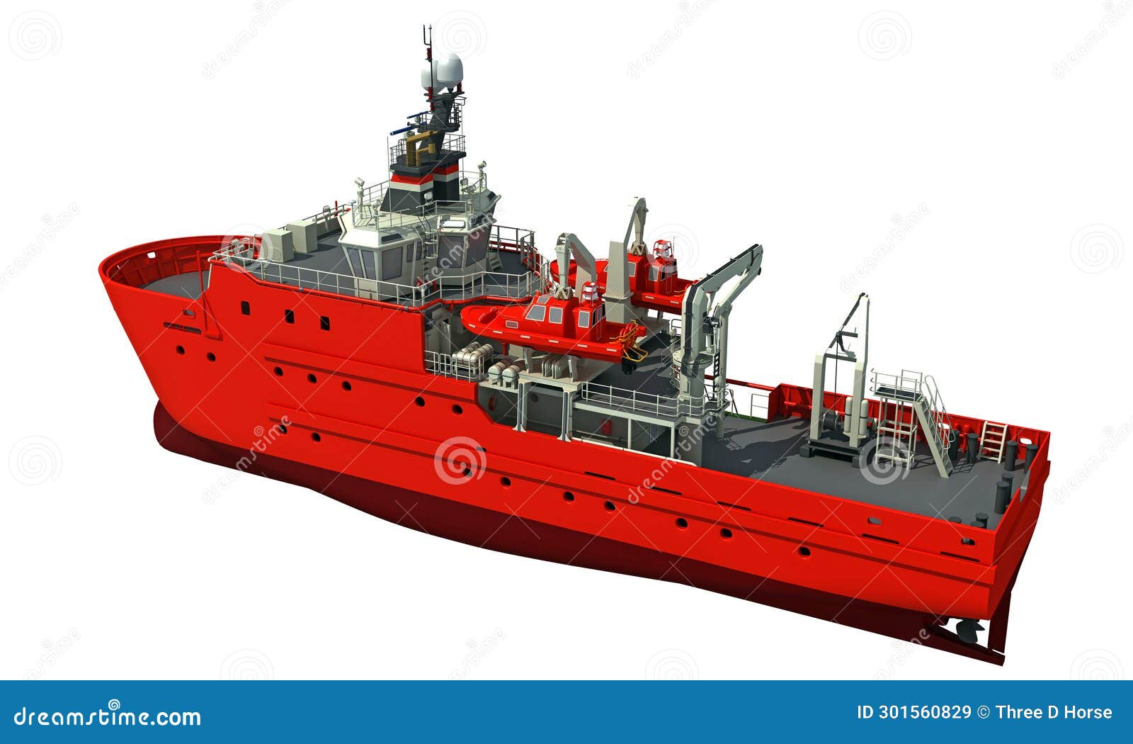 Rescue Ship. Top, Side And Front View. Industry 3d Blueprint In ...