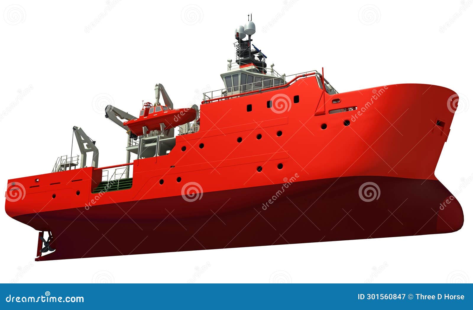 Response and Rescue Ship 3D Rendering Vessel on White Background Stock ...