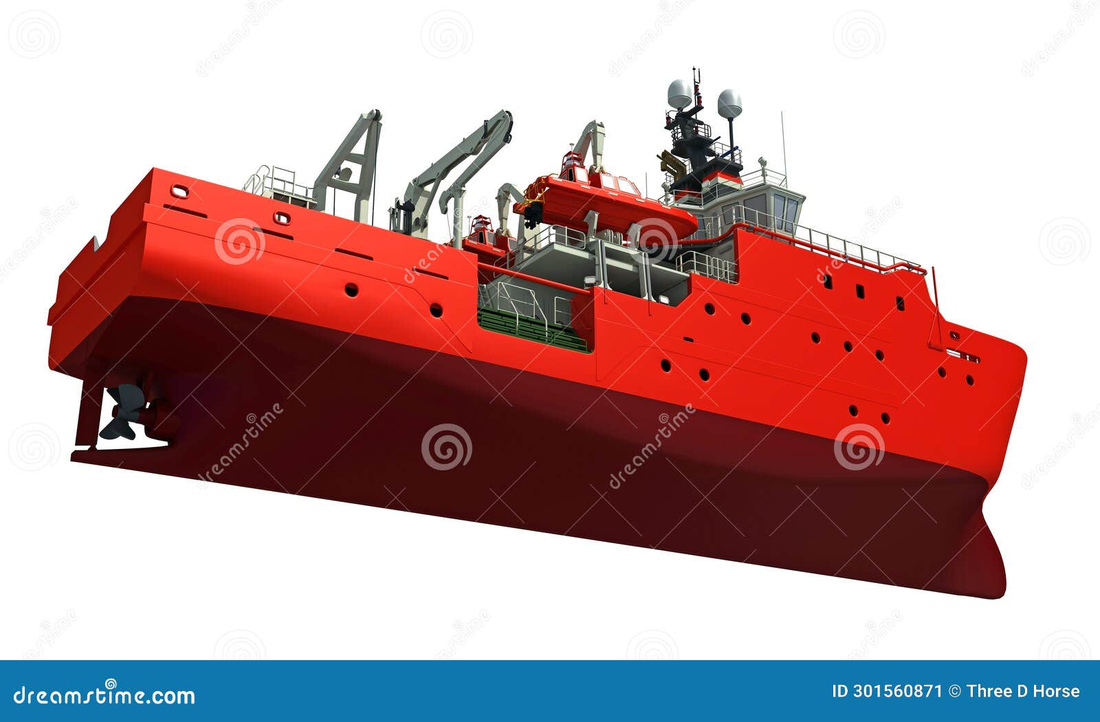 Response and Rescue Ship 3D Rendering Vessel on White Background Stock ...