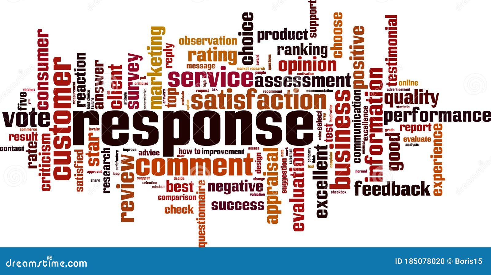 Response word cloud stock vector. Illustration of evaluation - 185078020