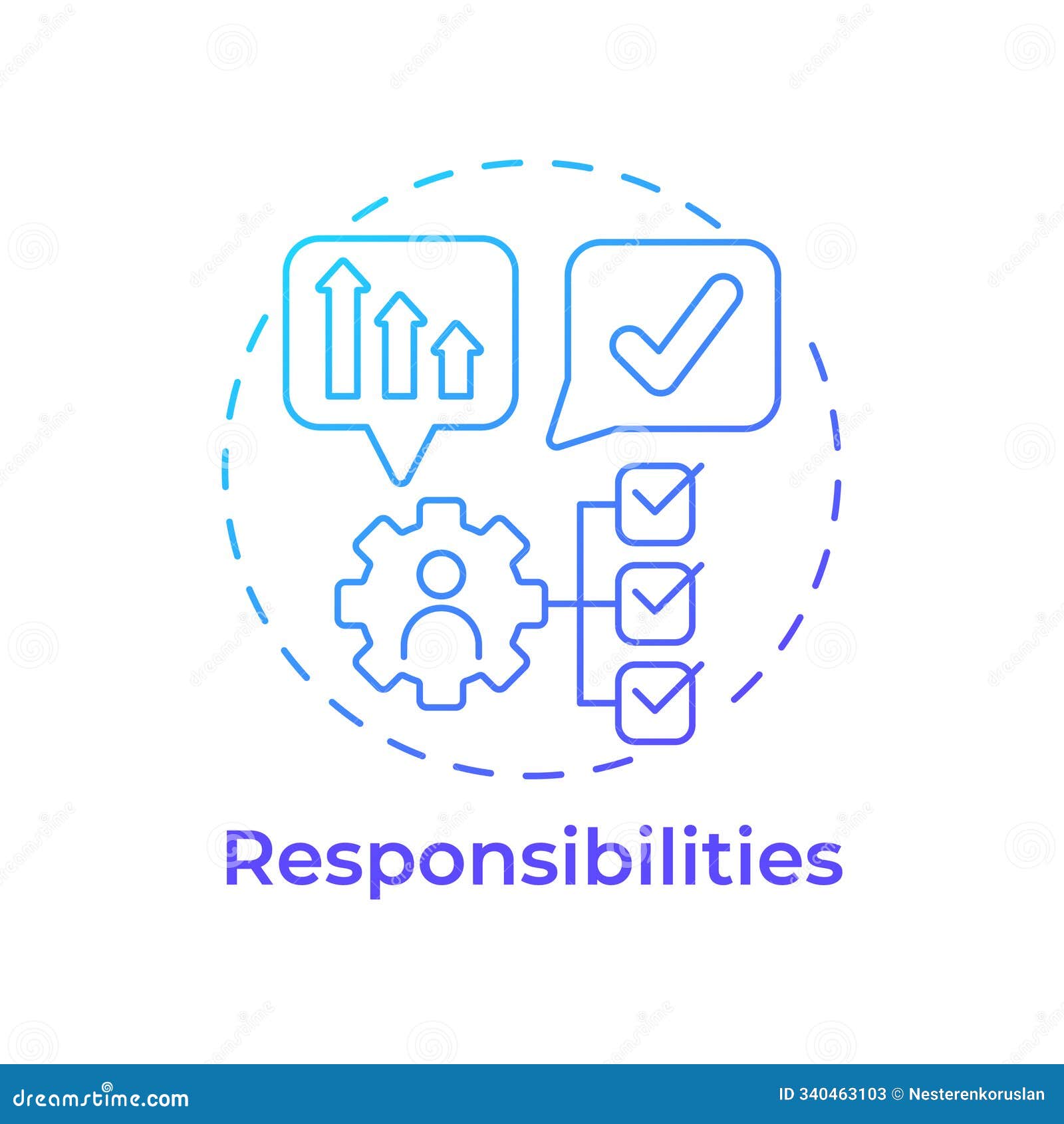 Responsibilities Blue Gradient Concept Icon Cartoon Vector ...