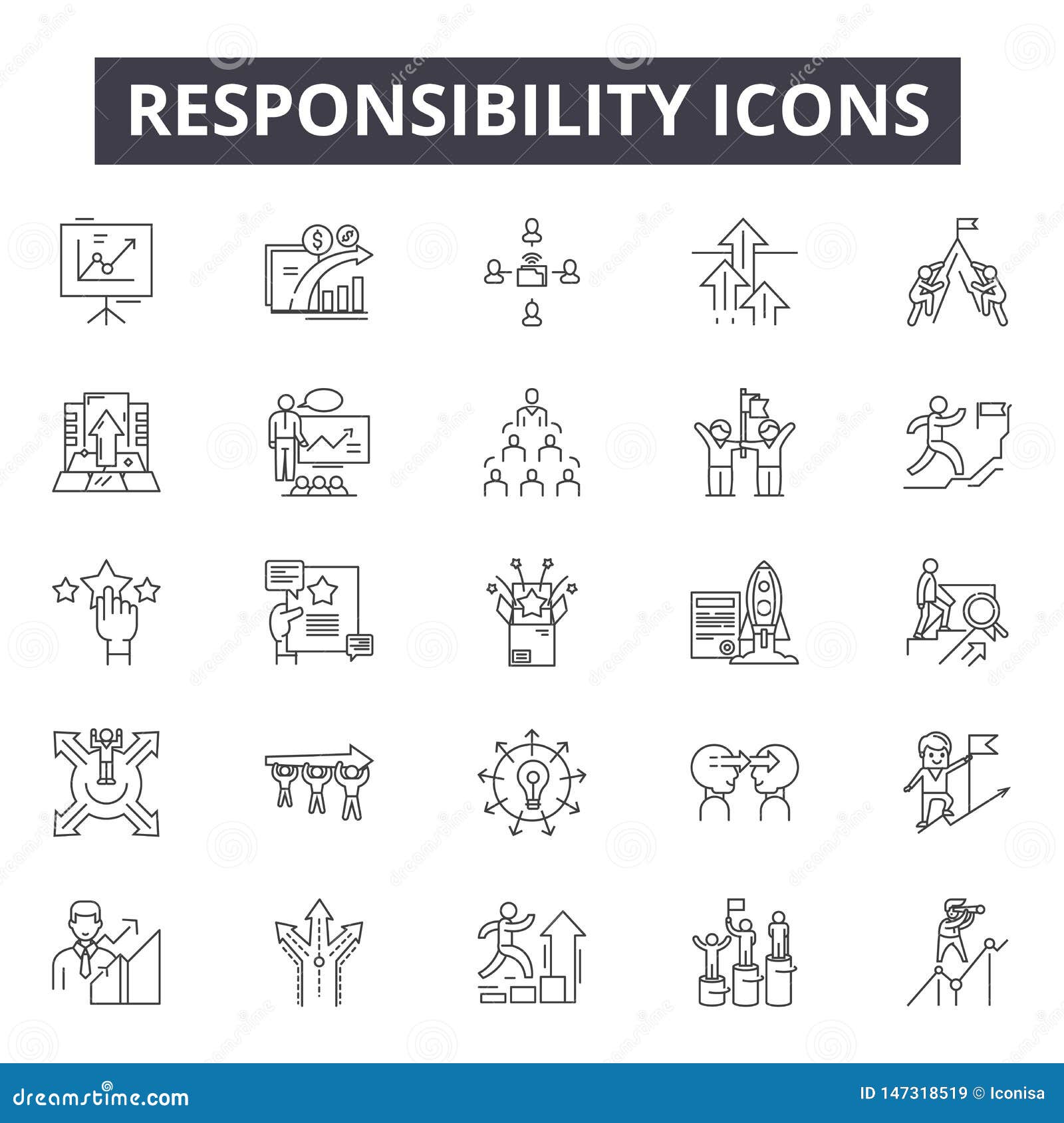 Responsibility Line Icons, Signs, Vector Set, Outline Concept, Linear ...