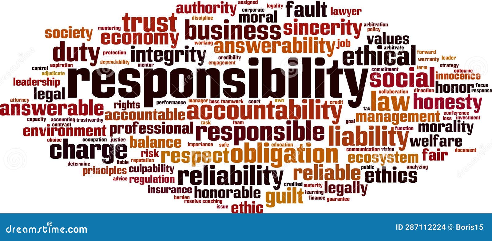 Responsibility word cloud stock vector. Illustration of balance - 287112224