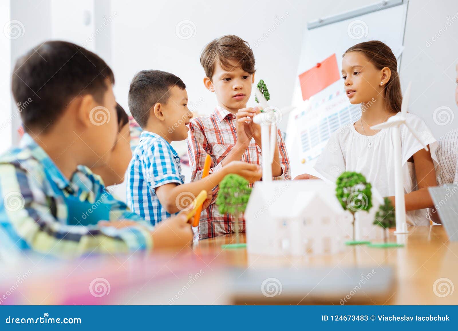 Responsible Children Preparing an Extra Task Together Stock Image ...