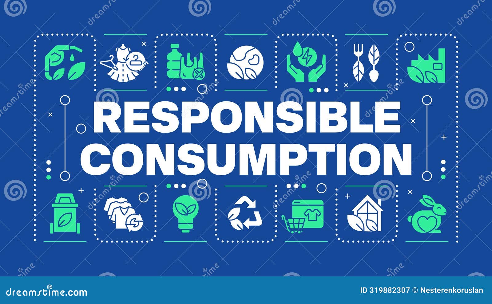 Responsible Consumption Blue Word Concept Stock Vector - Illustration ...