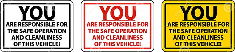 Responsible for Safe Operation Label Sign on White Background Stock ...