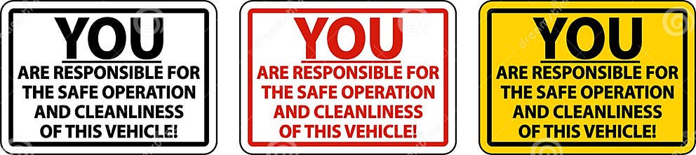 Responsible for Safe Operation Label Sign on White Background Stock ...