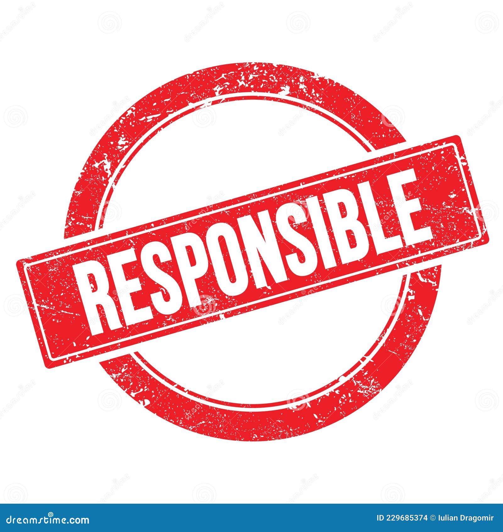 RESPONSIBLE Text on Red Grungy Round Stamp Stock Illustration ...