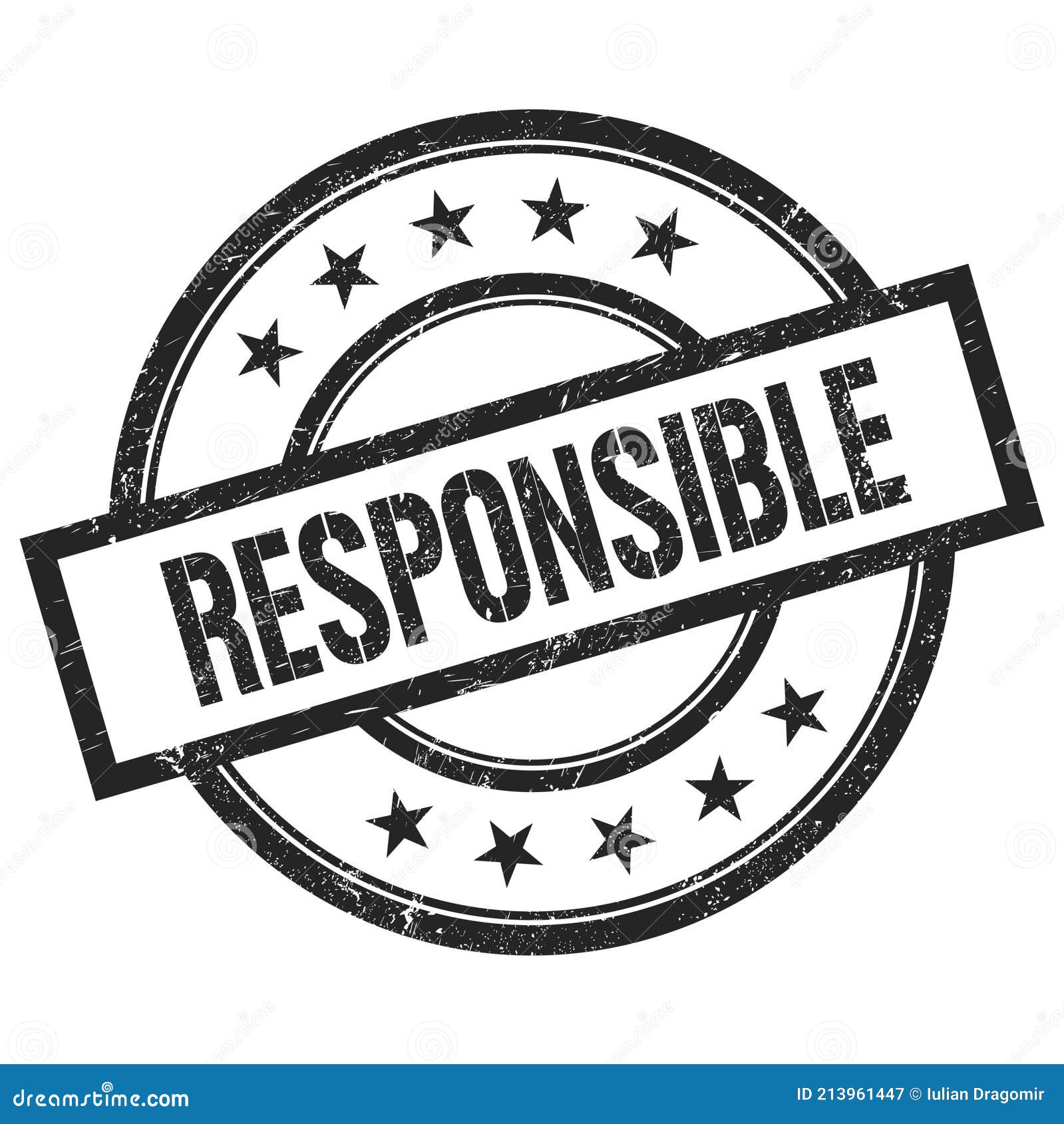 RESPONSIBLE Text Written on Black Vintage Round Stamp Stock ...