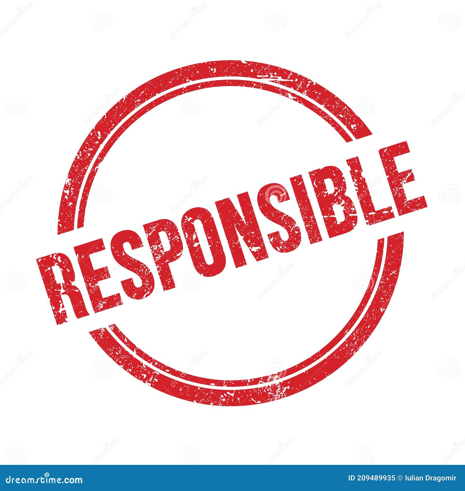 RESPONSIBLE Text Written on Red Grungy Round Stamp Stock Illustration ...
