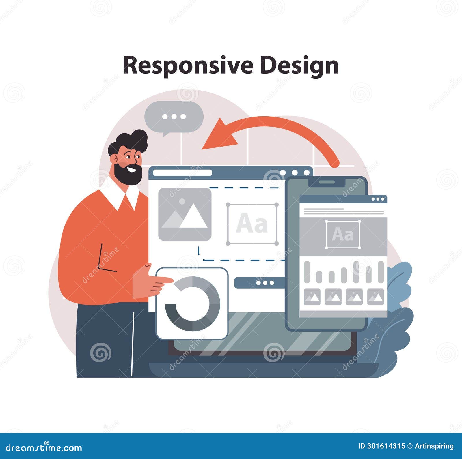 Responsive Design Adaptation Concept. Flat Vector Illustration Stock ...