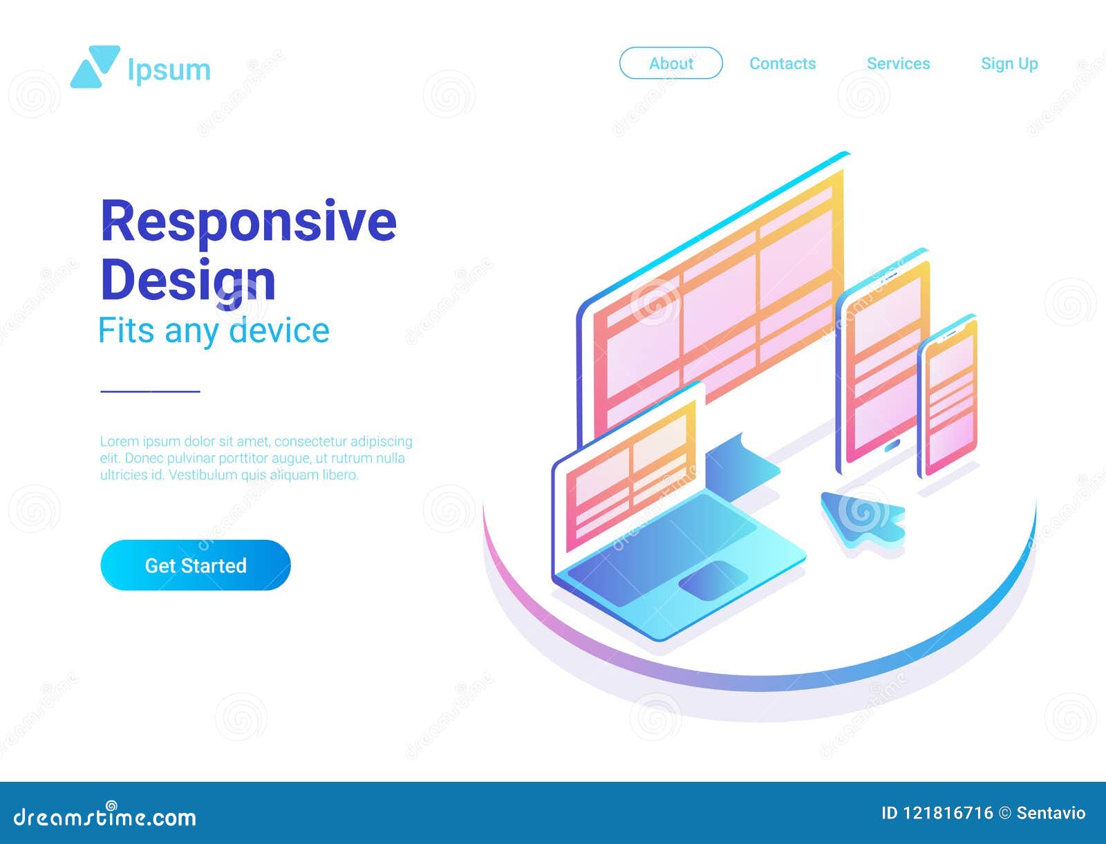 Responsive Design Computer Laptop Smartphone Isome Stock Vector ...