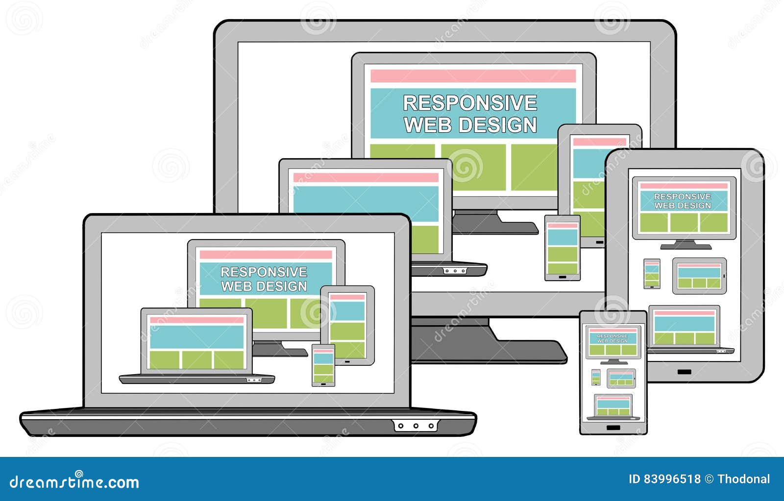 Responsive Design Concept on Different Devices Stock Illustration ...