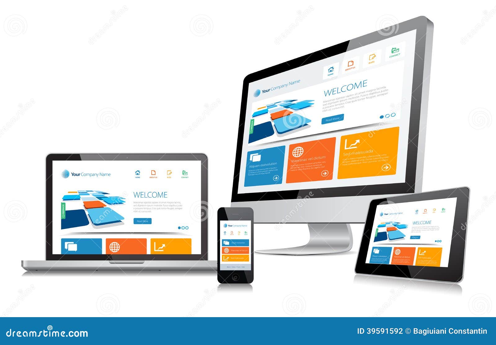 Responsive Web Design With Different Devices. Vector Illustration ...