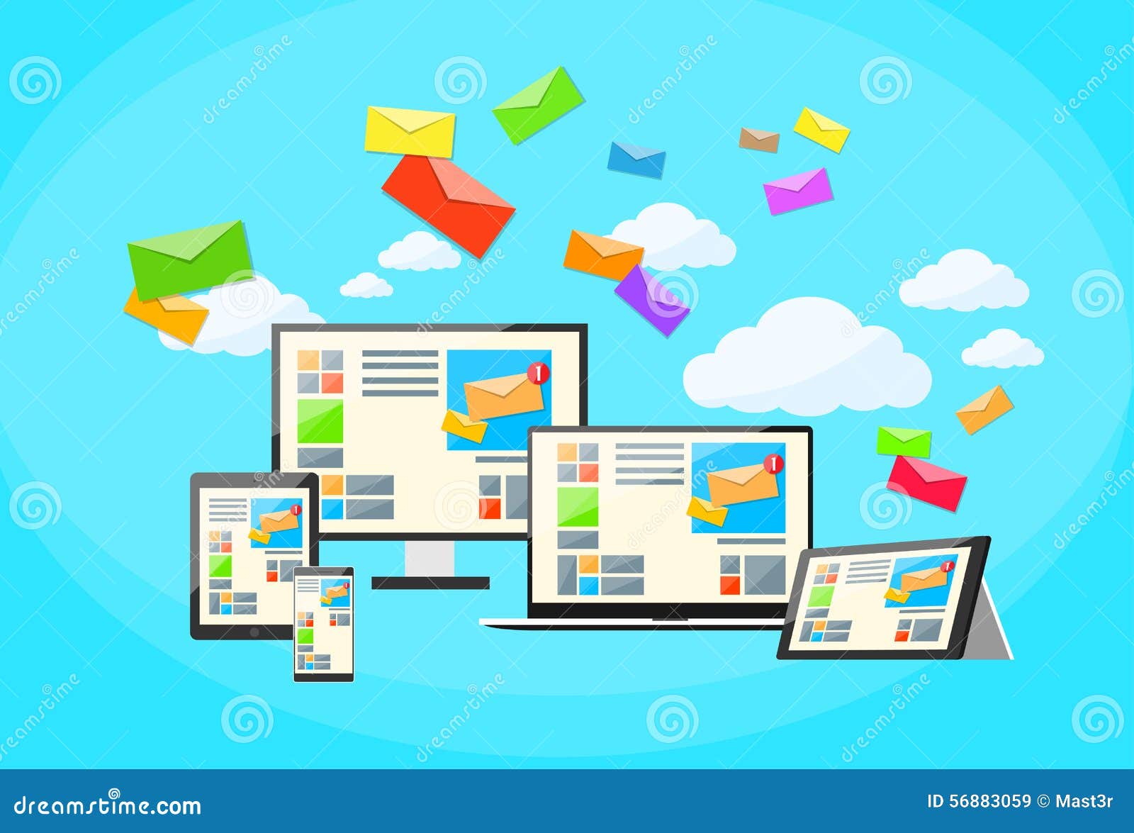 Responsive Design Digital Marketing Email Laptop Stock Vector ...