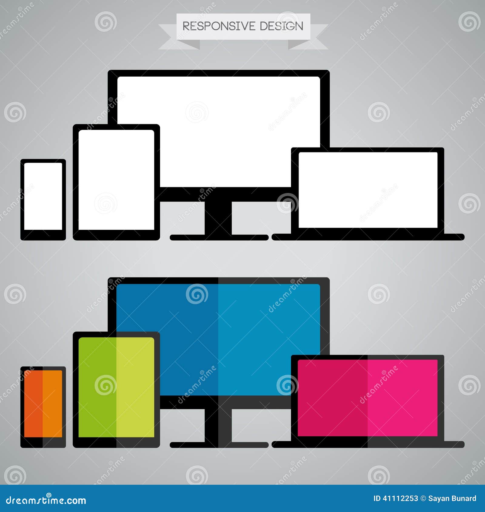 Responsive Design in Electronic Devices Stock Illustration ...