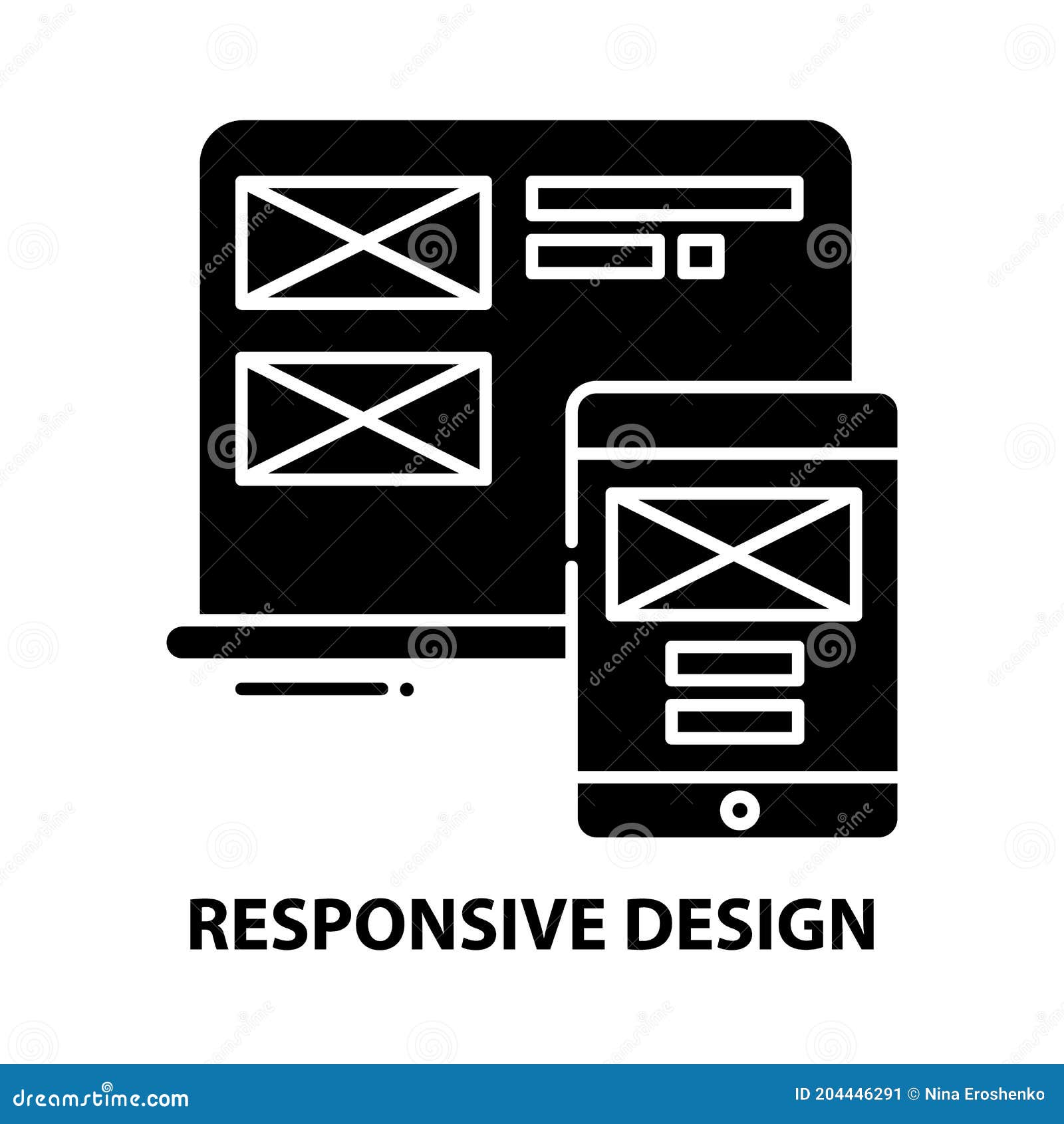 Responsive Design Icon, Black Vector Sign with Editable Strokes ...