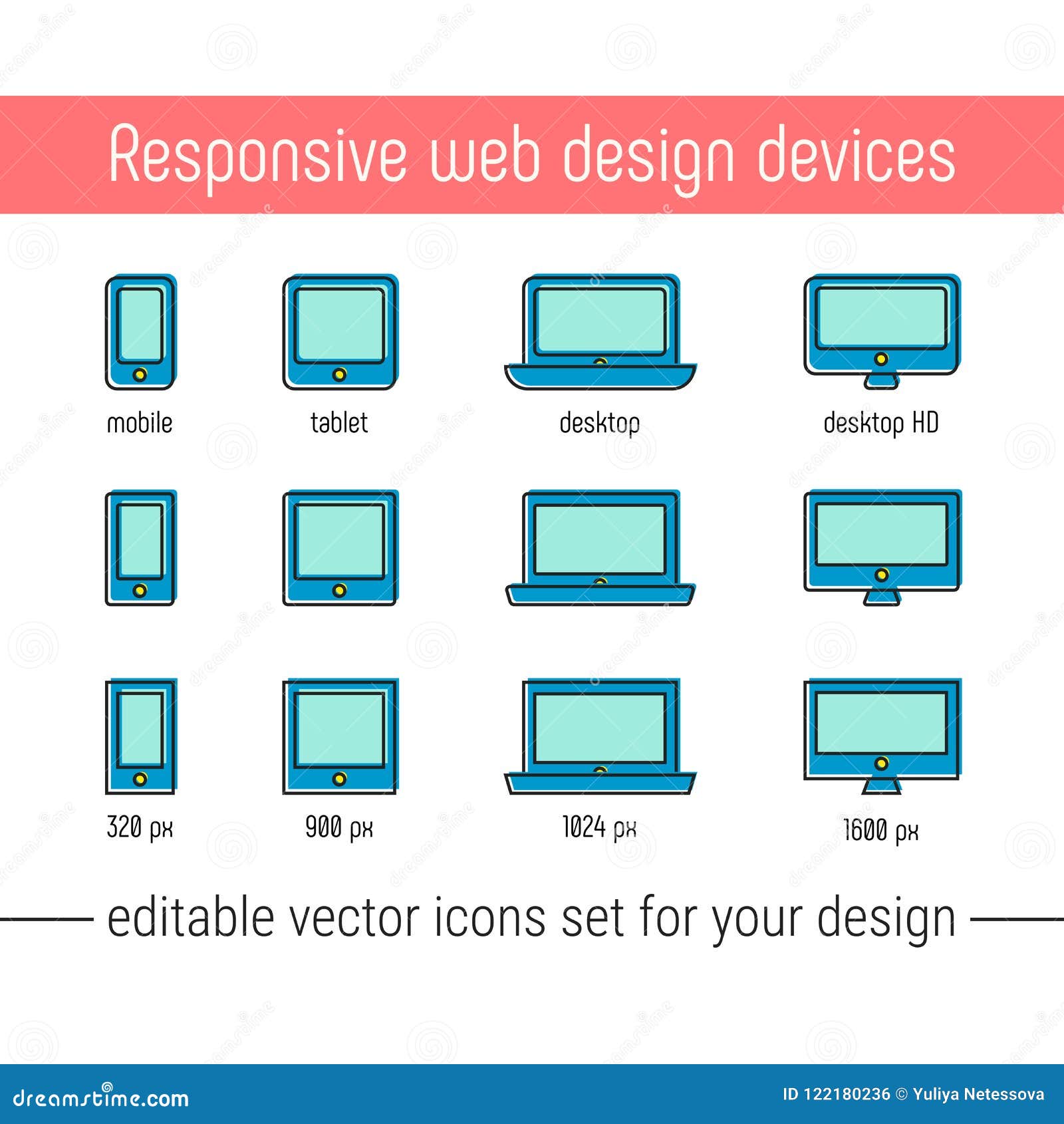 Responsive Design Icons Set Vector. Flat Responsive Design Icons in ...