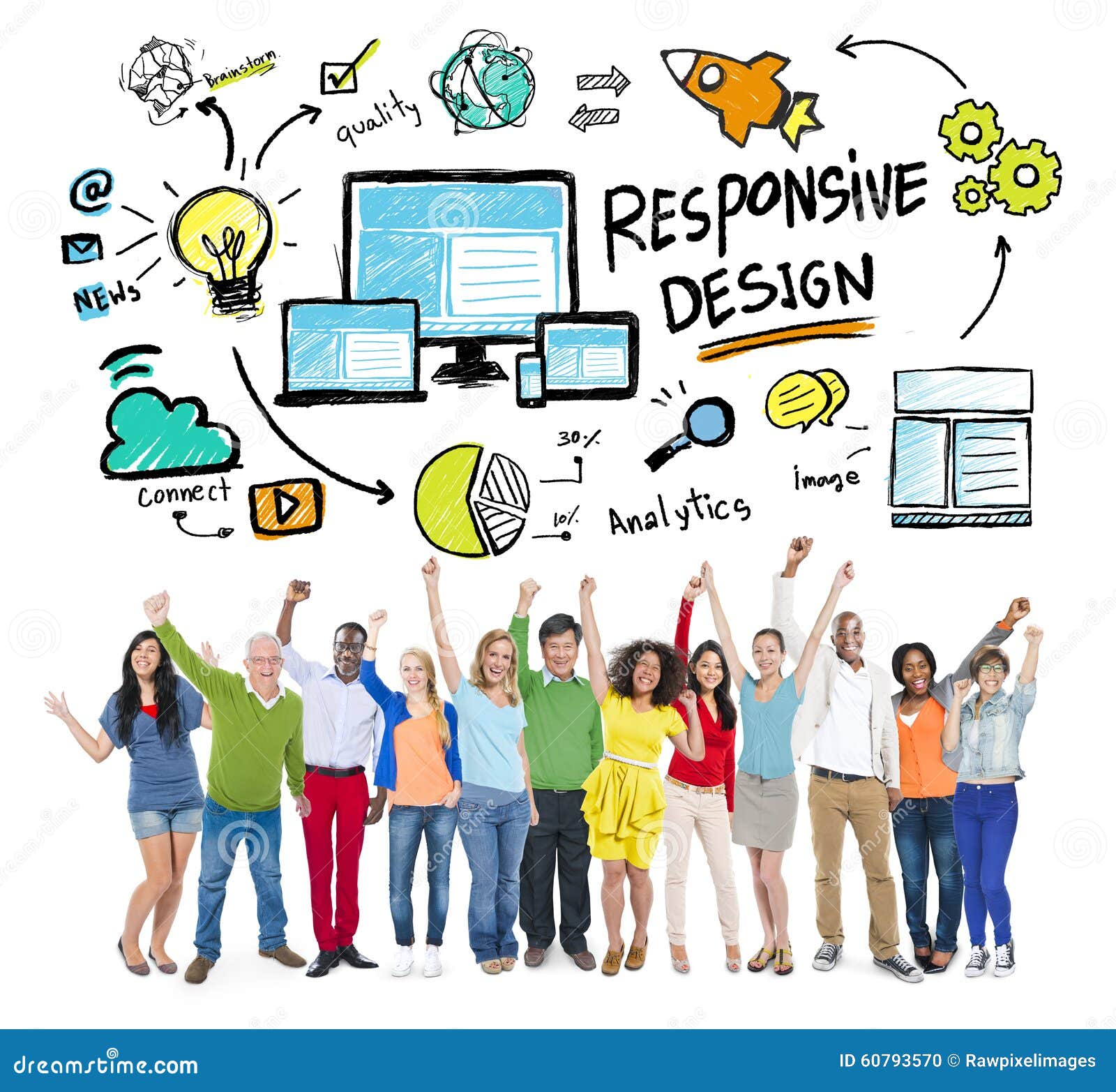 Responsive Design Internet Web Diversity People Celebration Conc Stock ...