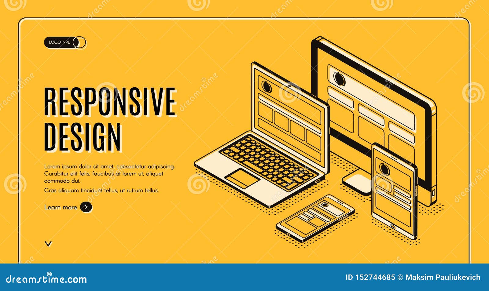 Responsive Web Design Illustration In Cool Modern Outline Style Cartoon ...