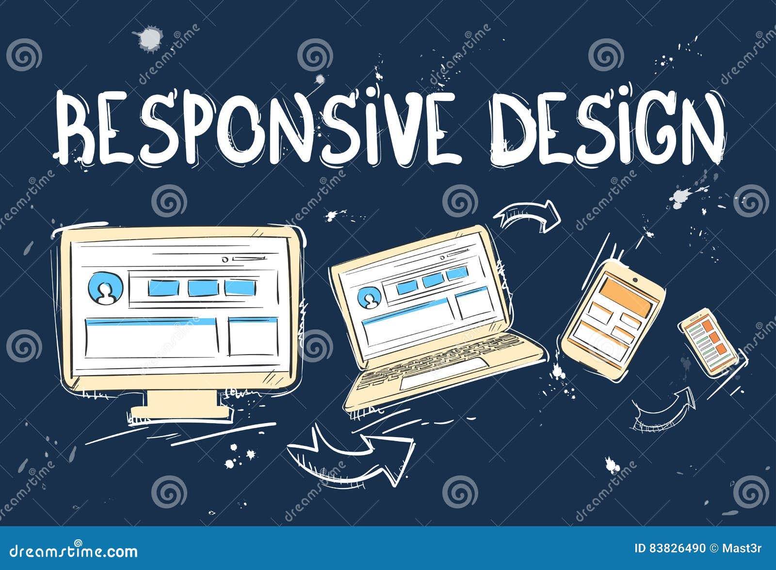 Responsive Design Laptop Phone Tablet Desktop Device Screen Size Doodle ...