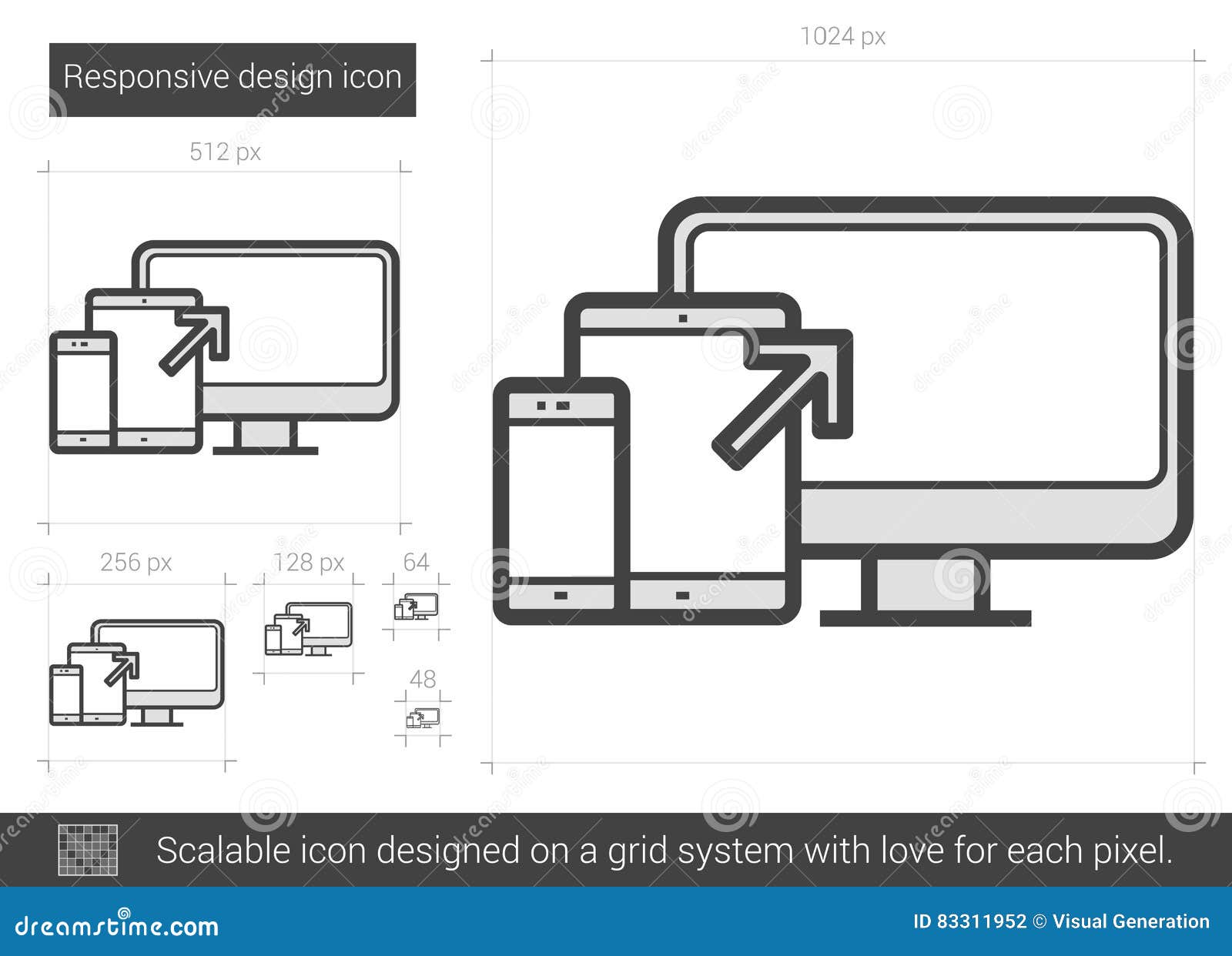 Responsive Design Line Icon. Stock Vector - Illustration of monitor ...