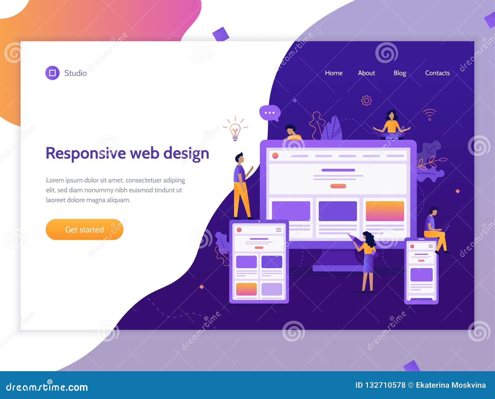 Responsive Design Web Banner Stock Vector - Illustration of people ... Responsive Design Web Banner Stock Vector - Illustration of people ...