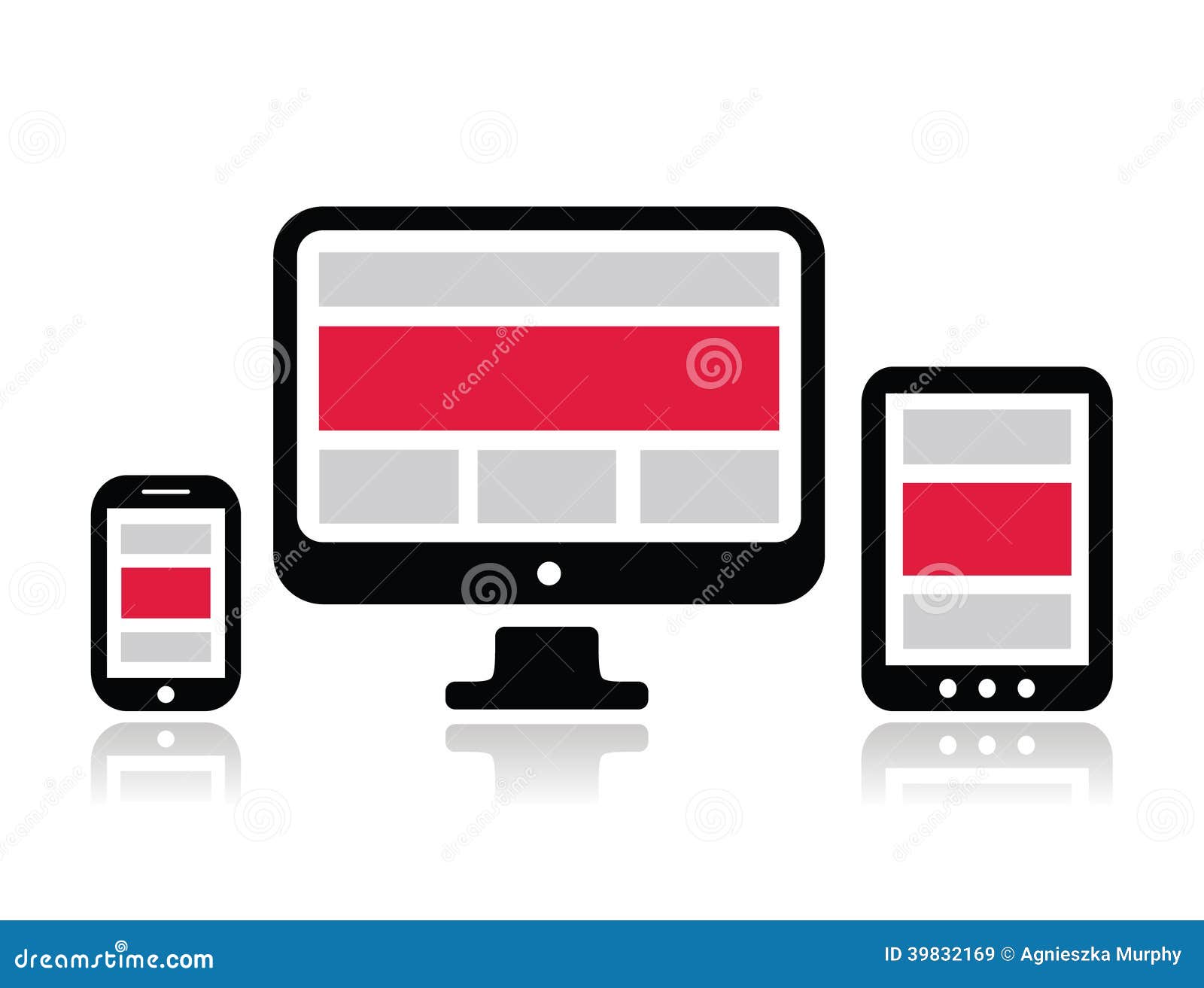 Responsive Design for Web - Computer Screen, Smartphone, Tablet Icons ...