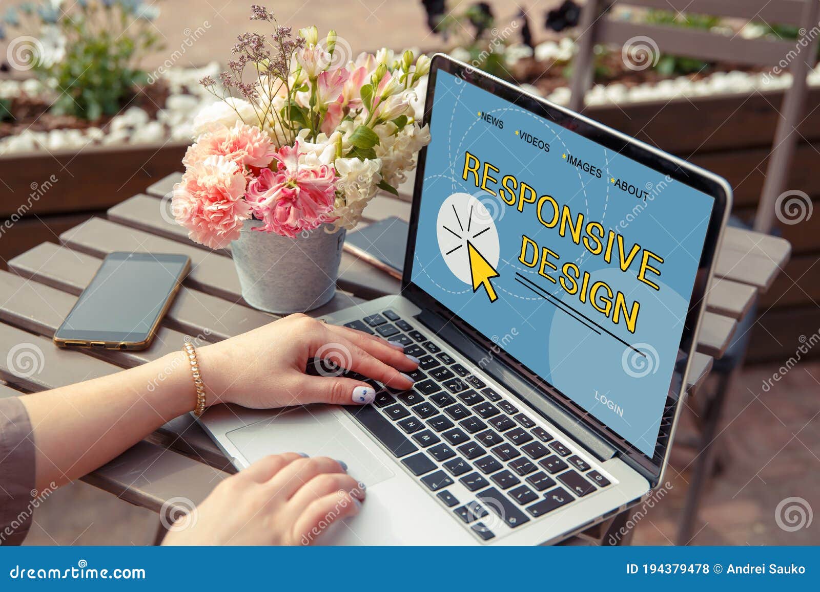 Responsive Design - Words with Ico Mouse Cursor on Computer Stock Photo ...